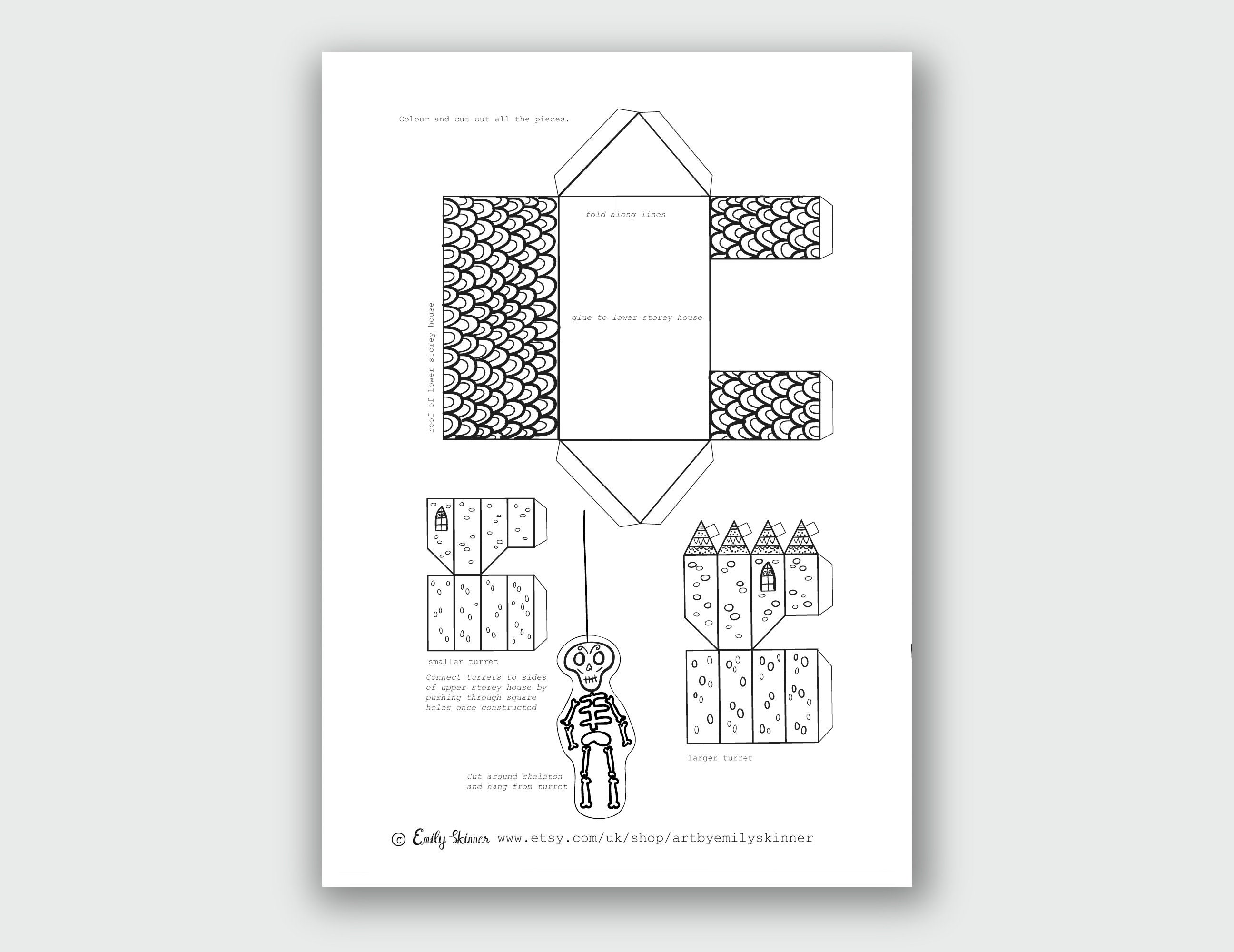 Haunted House Paper Craft Activity Instant Download - Etsy