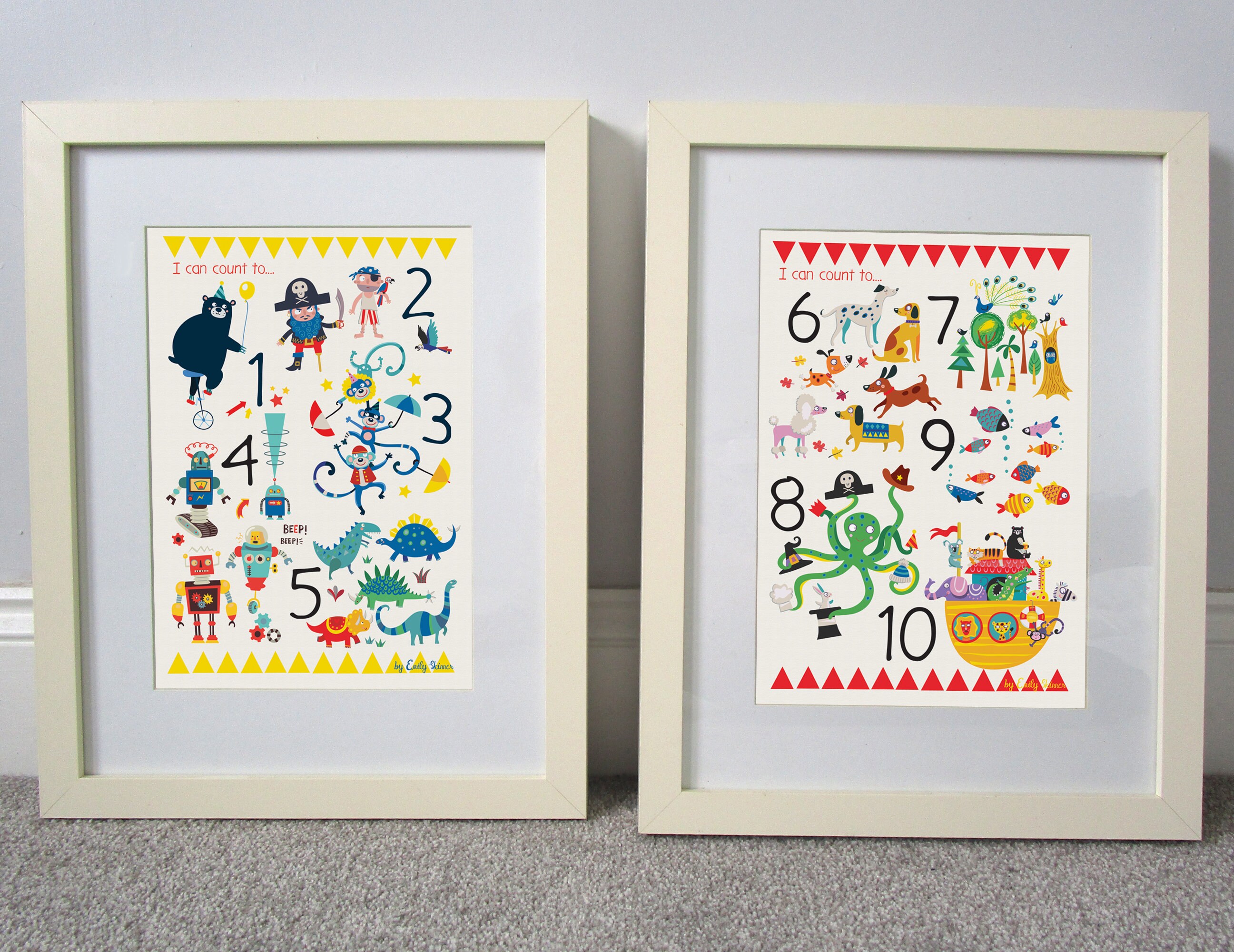 Number Prints Set of 2 Instant Download Kids Wall Art | Etsy