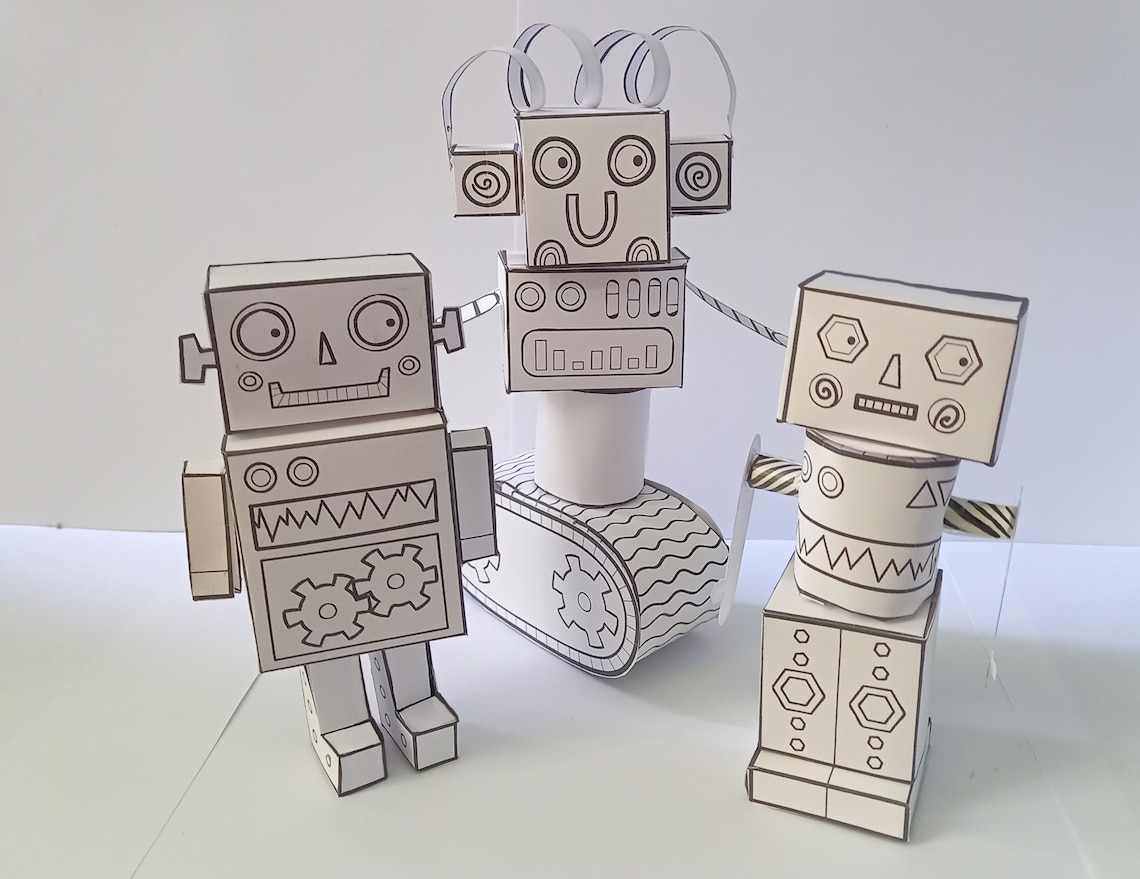 Robot Craft Printable Paper Models Digital Download Jpegs | Etsy UK