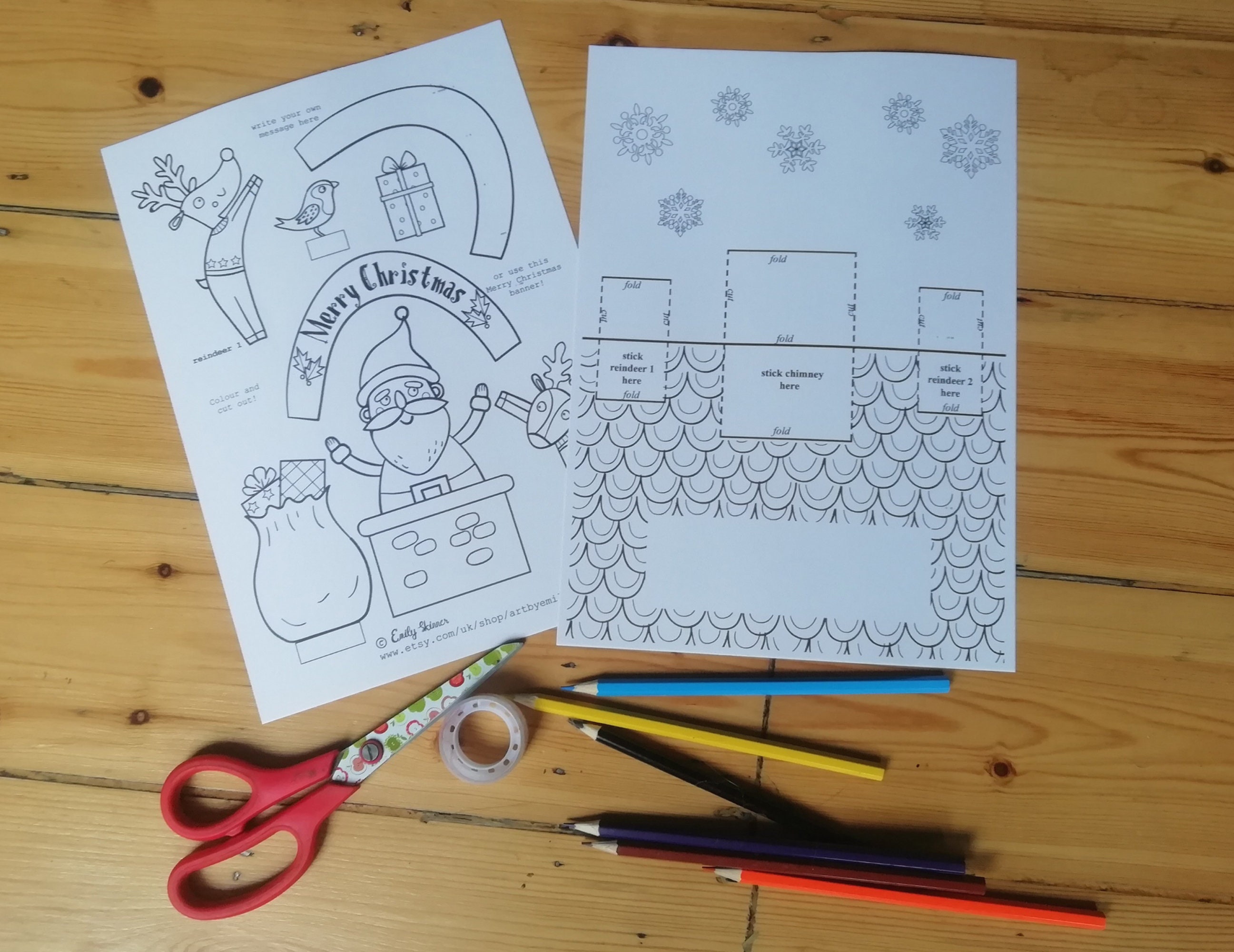 Pop up Christmas Cards Printable Paper Craft Activity | Etsy