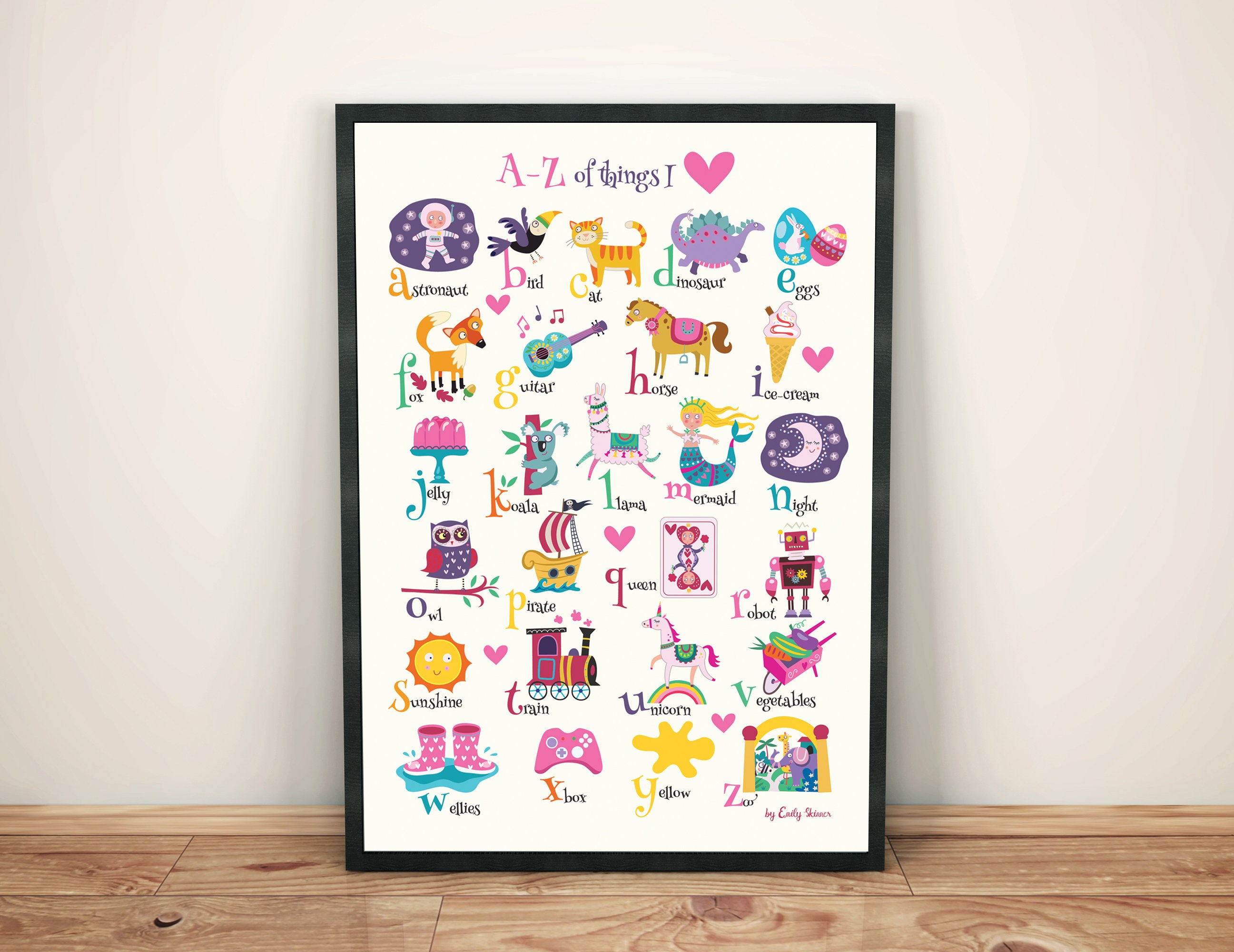 Alphabet Poster Childrens Art Print Instant Download Girls - Etsy