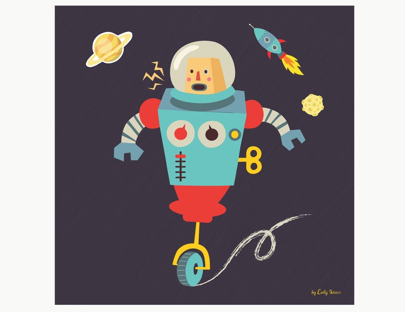 Robot Prints X 6 Instant Download Colourful Retro - Etsy