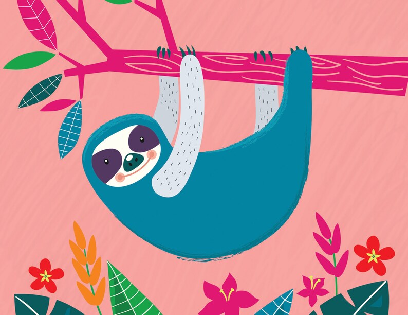 Childrens Art Print Sloth Print Instant Download Animal - Etsy