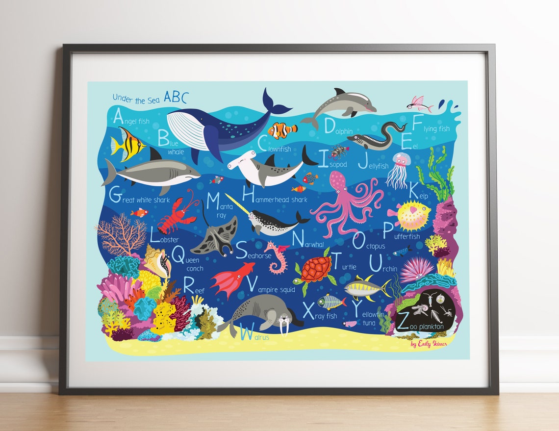 Under the Sea Children's Alphabet Poster Instant Download | Etsy
