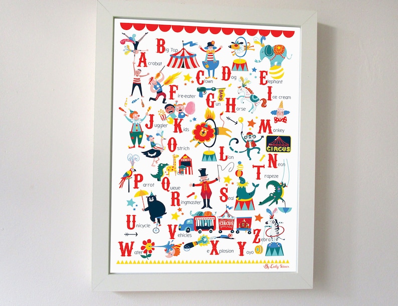 Alphabet poster instant downloadcircus print kids wall art | Etsy