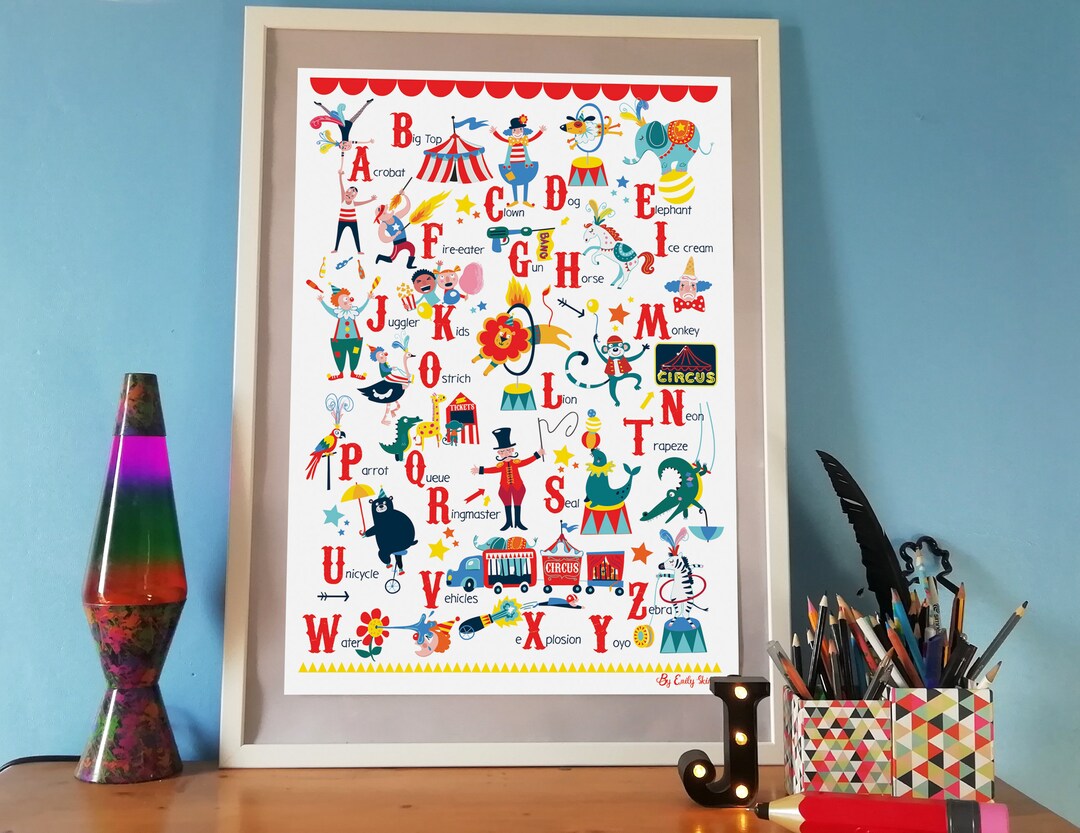 A2 Circus Alphabet Poster, Children's Art Print, Kids Wall Art, Circus ...