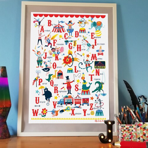 Alphabet Poster Instant Downloadcircus Print Kids Wall Art - Etsy