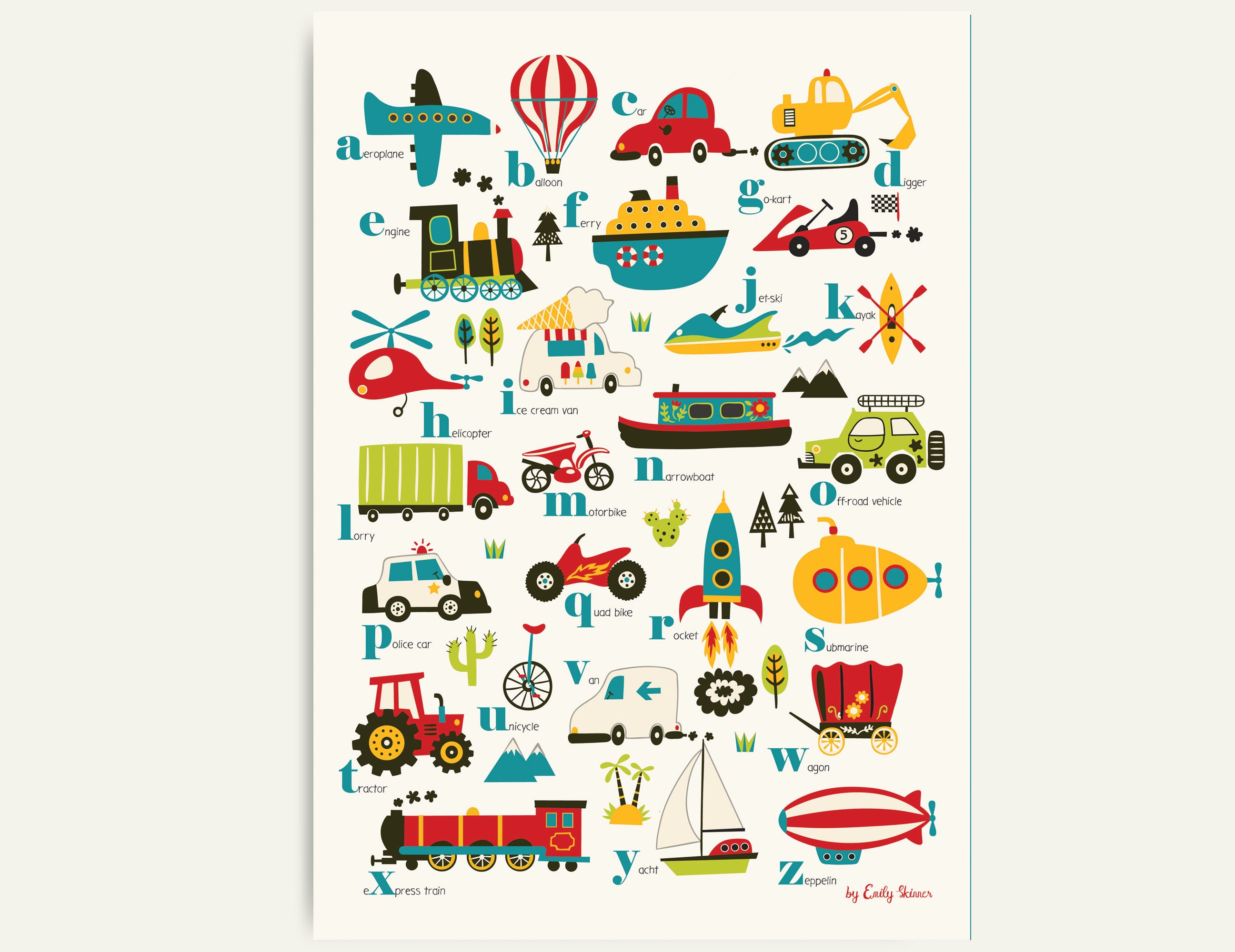 Vehicles Alphabet Poster instant download in 4 sizes | Etsy