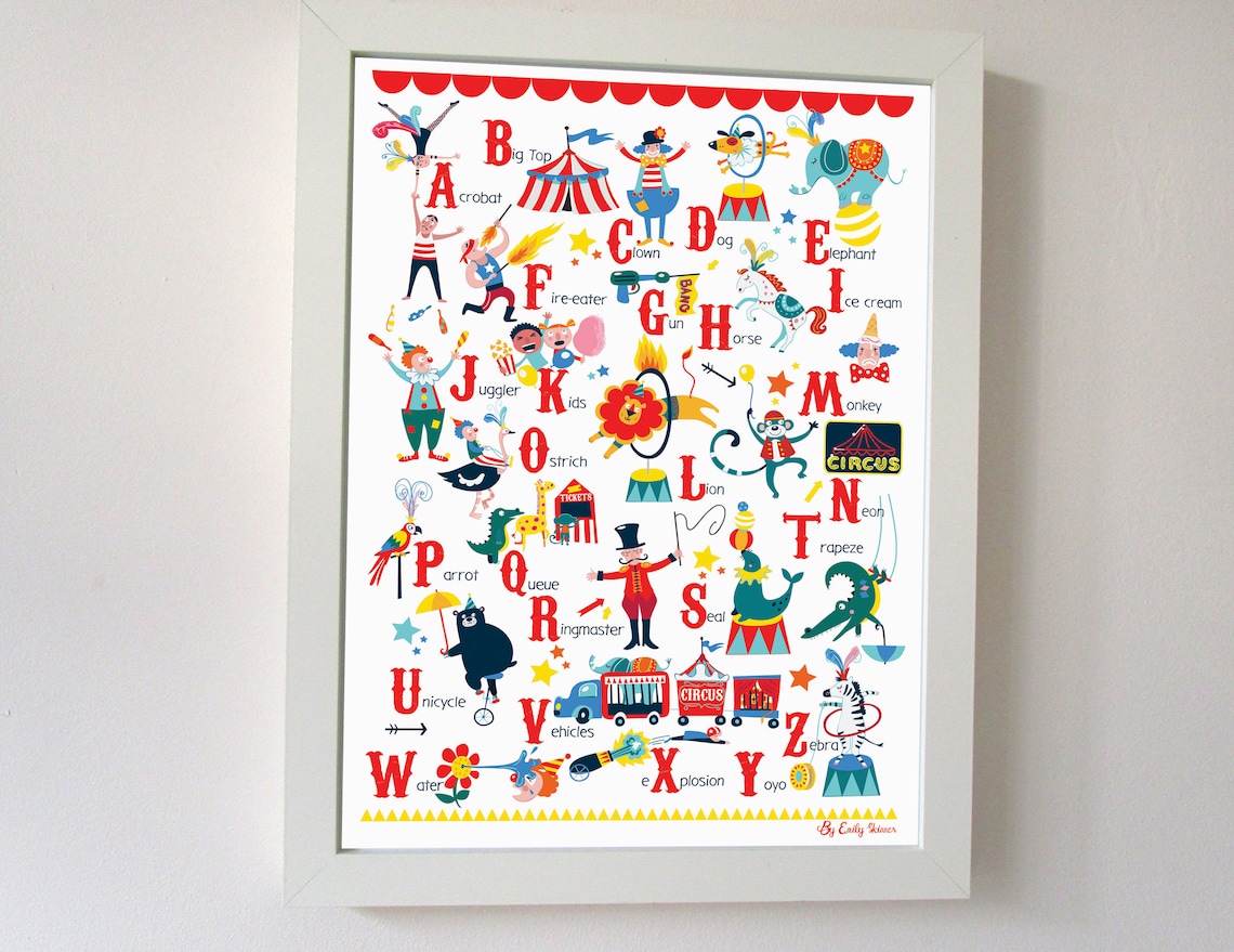 A2 Circus Alphabet Poster Children's Art Print Kids Wall | Etsy