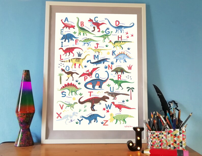 Dinosaur Alphabet Print: A3 Children's Wall Art - Etsy