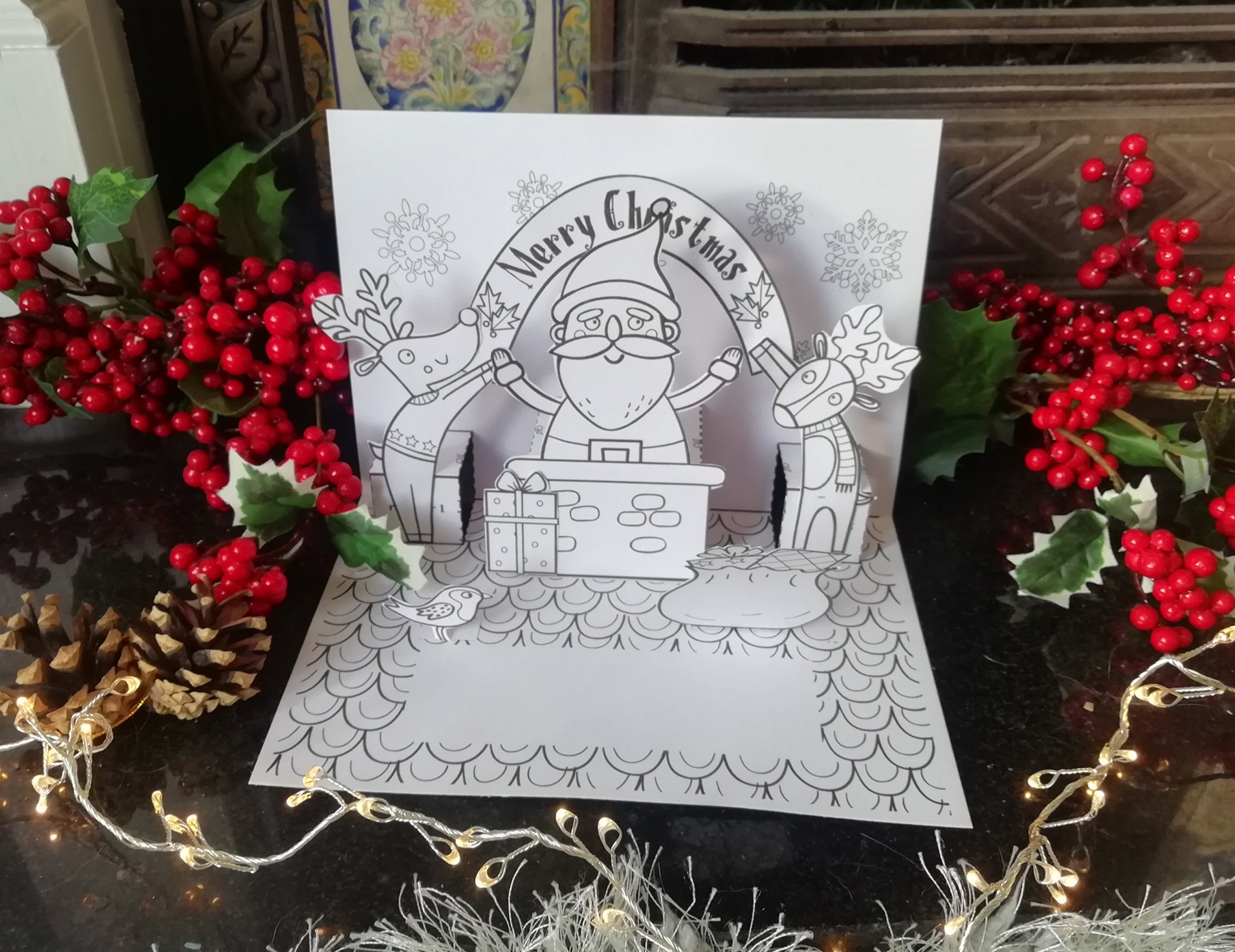 Pop up Christmas Cards Printable Paper Craft Activity | Etsy