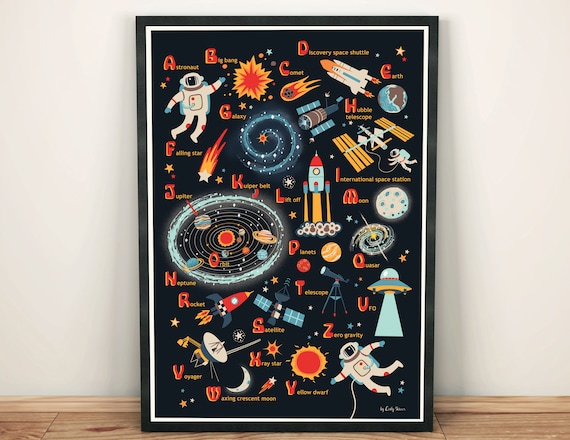 Prints Space countdown children's art print 4 sizes number poster ...