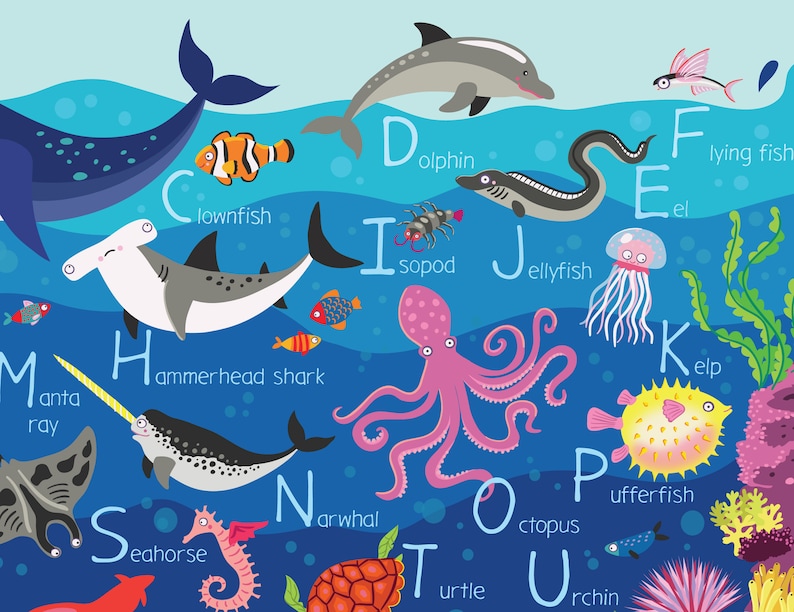 Under the Sea Children's Alphabet Poster, Instant Download - Etsy