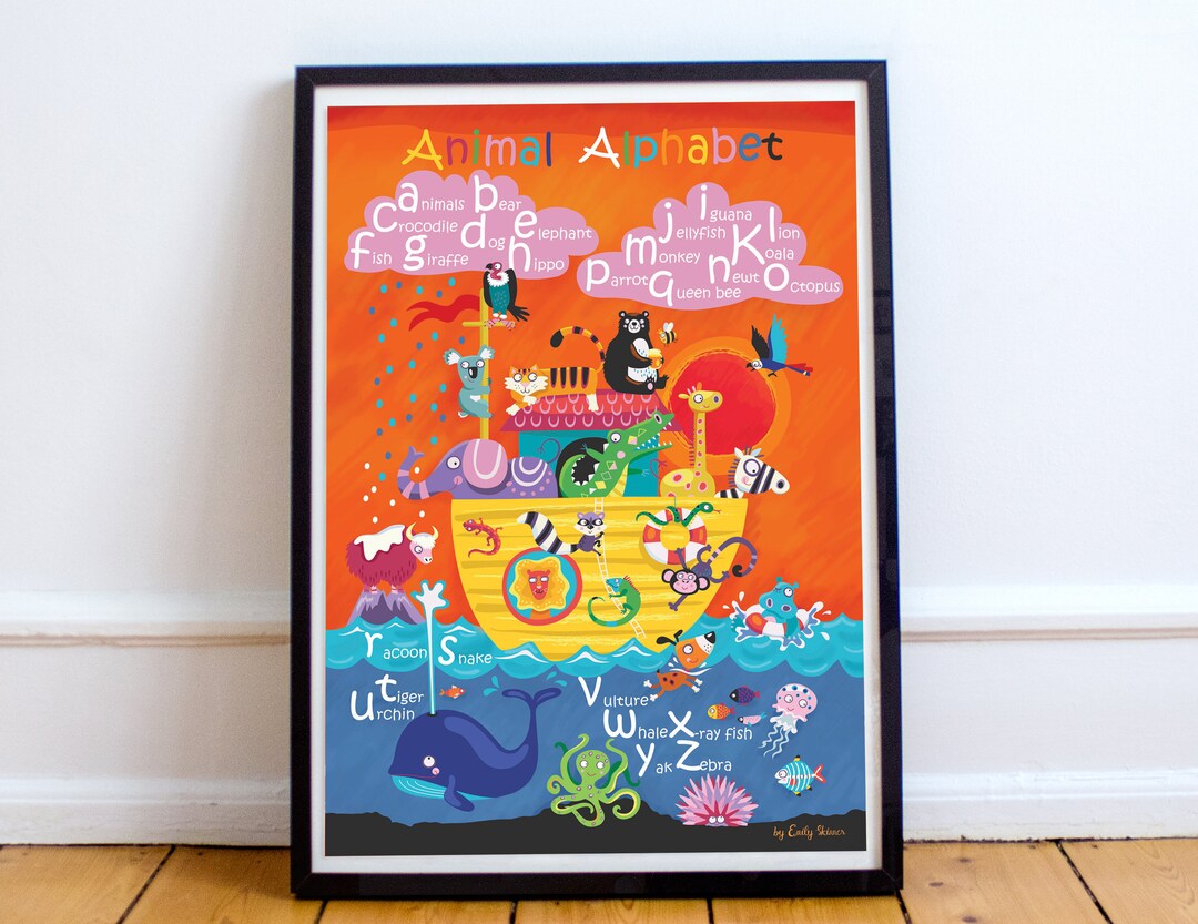 Animal Alphabet Wall Poster, Digital Download Fun and Colourful Print ...