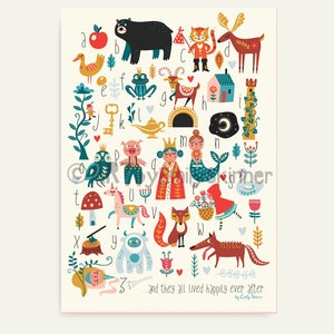 Fairytale Alphabet Poster: Kids Nursery Folk Art Print (instant ...