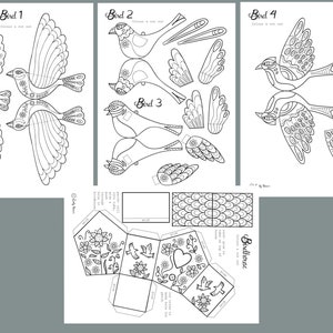 Paper Birds Printable Colouring and Craft for Kids Digital - Etsy Canada