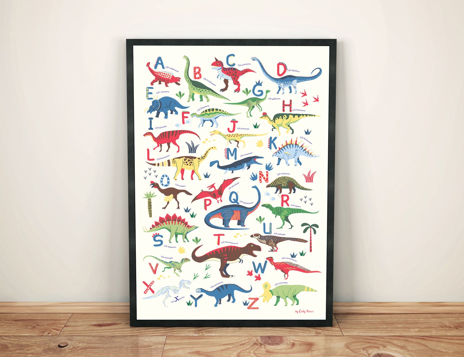Dinosaur Alphabet Print: A3 Children's Wall Art - Etsy