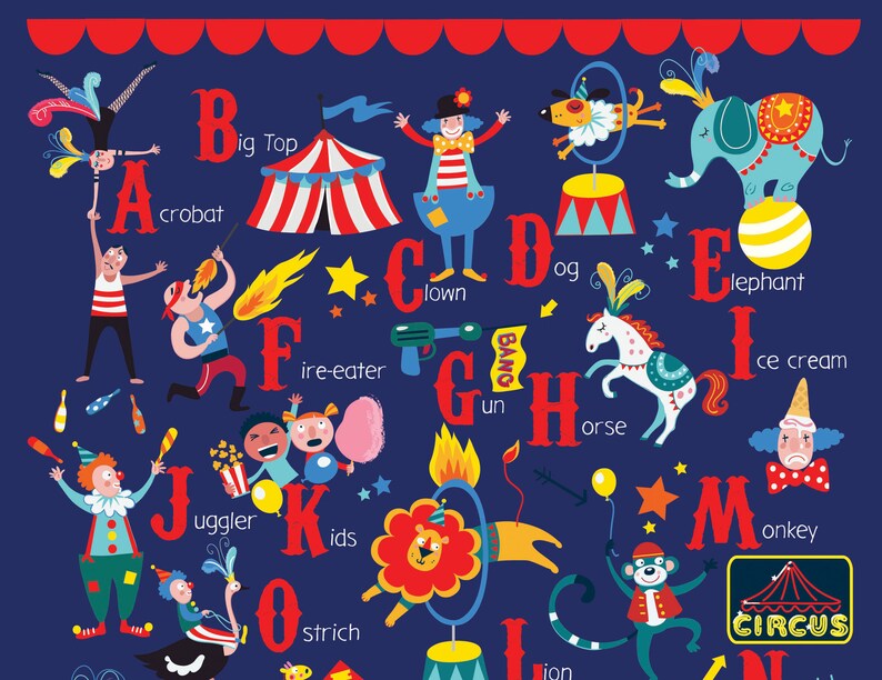 Alphabet Poster Instant Download in 4 Sizes Circus Print - Etsy