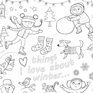 Winter Fun Colouring Pages, Digital Download Kids Activity, 5 Cute ...