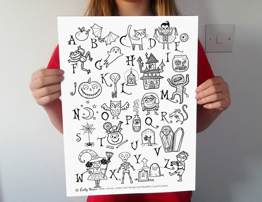 Halloween Printable Alphabet Poster and Phonics Sheets, Colouring In ...