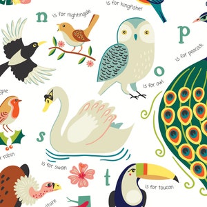 Birds Alphabet Art Print, Instant Download, 4 Sizes, Decorative ...