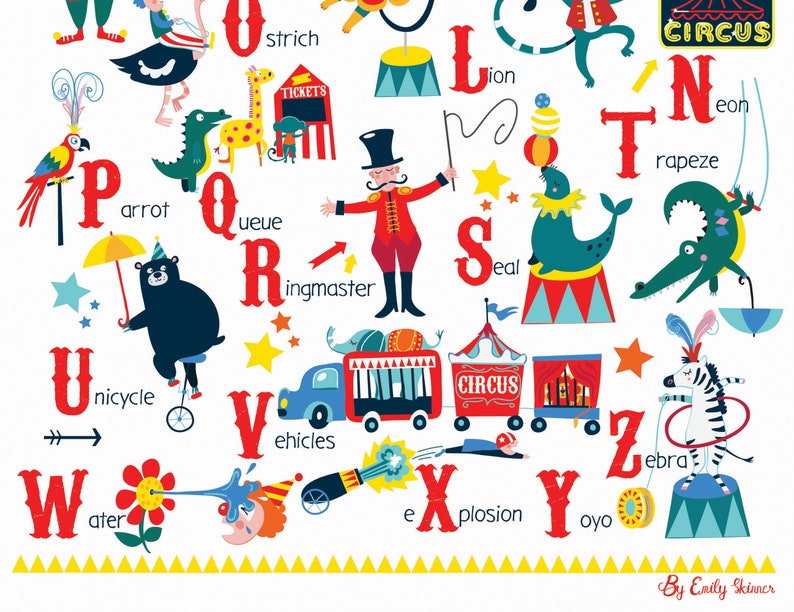 A2 Circus Alphabet Poster Children's Art Print Kids Wall | Etsy