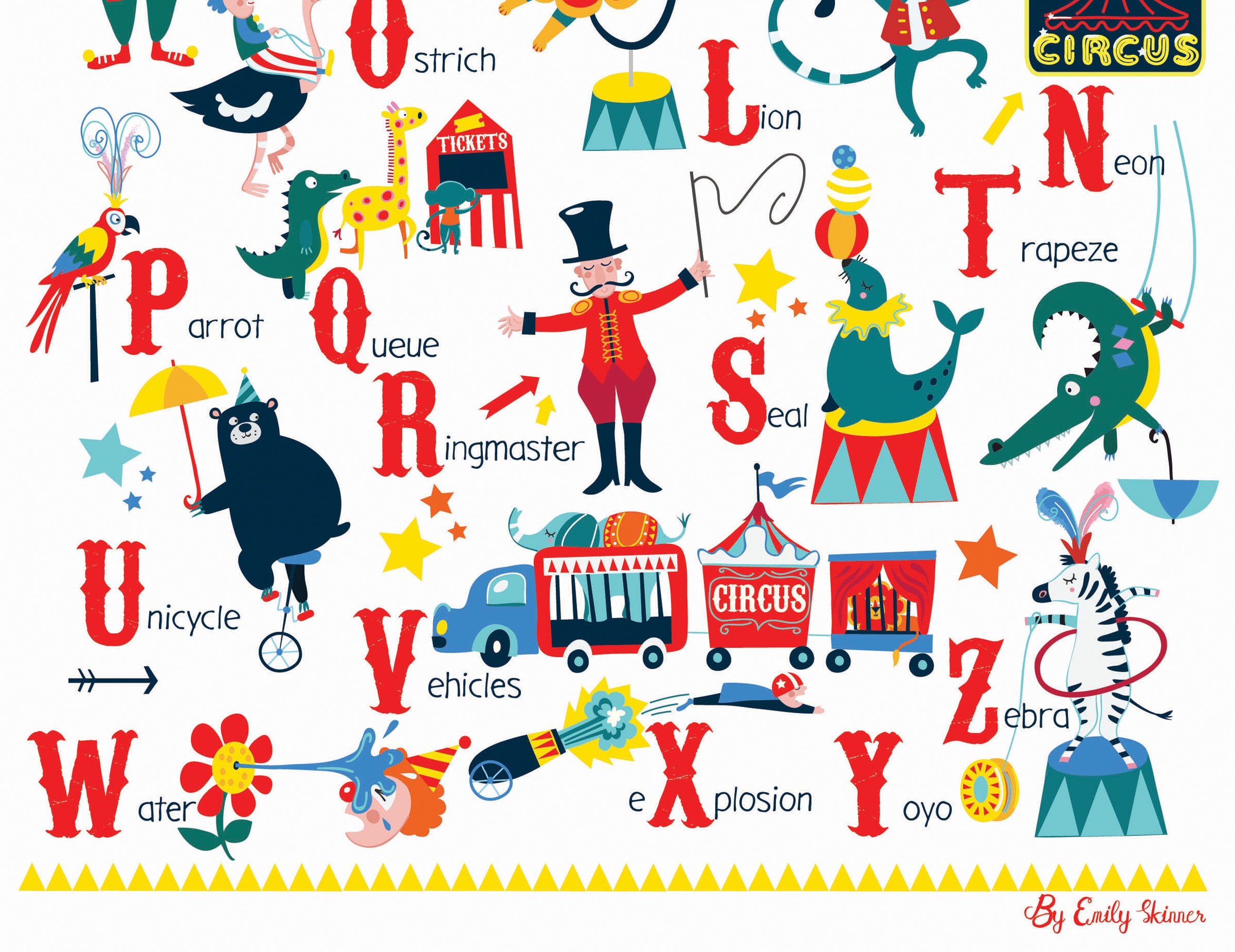 A2 Circus Alphabet Poster Children's Art Print Kids Wall | Etsy