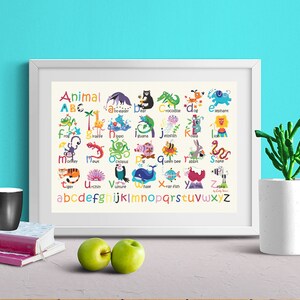 Animal Alphabet Poster, Digital Download Colourful Wall Art for Kids ...