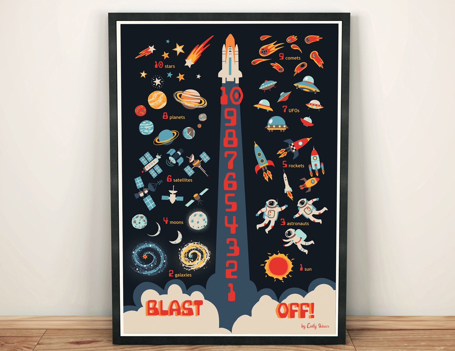 Space Countdown Children's Art Print Instant Download 4 - Etsy