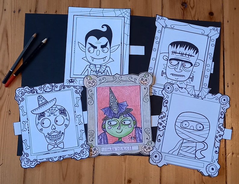 Halloween Printable Spooky Portraits Moving Eye Activity - Etsy