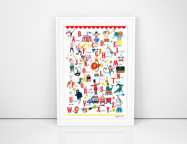 Circus Alphabet Poster: Kids Nursery Wall Art (digital Download) - Etsy