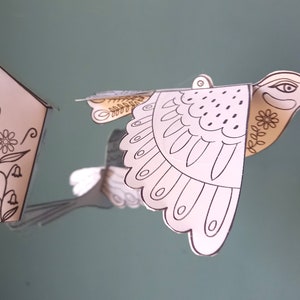Paper Birds Printable Colouring and Craft for Kids, Digital Download ...