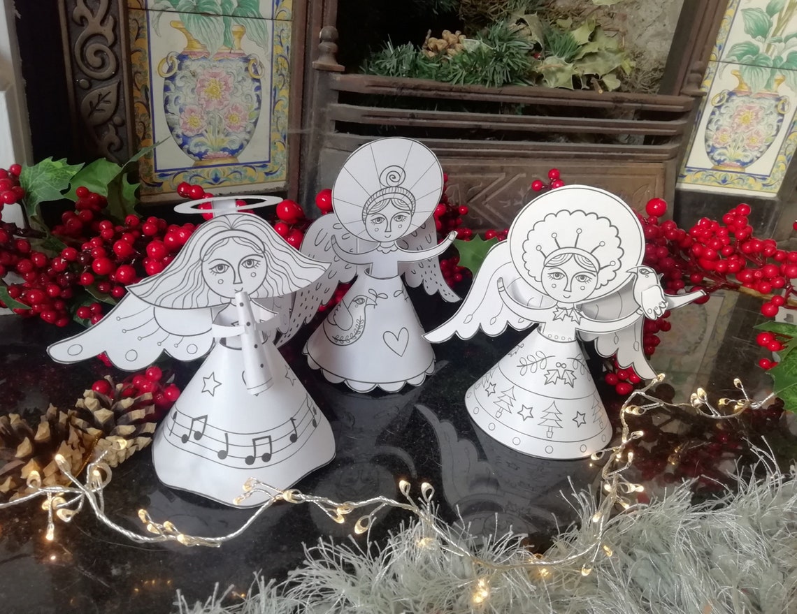 Christmas Angels Printable Paper Craft Activity - Etsy