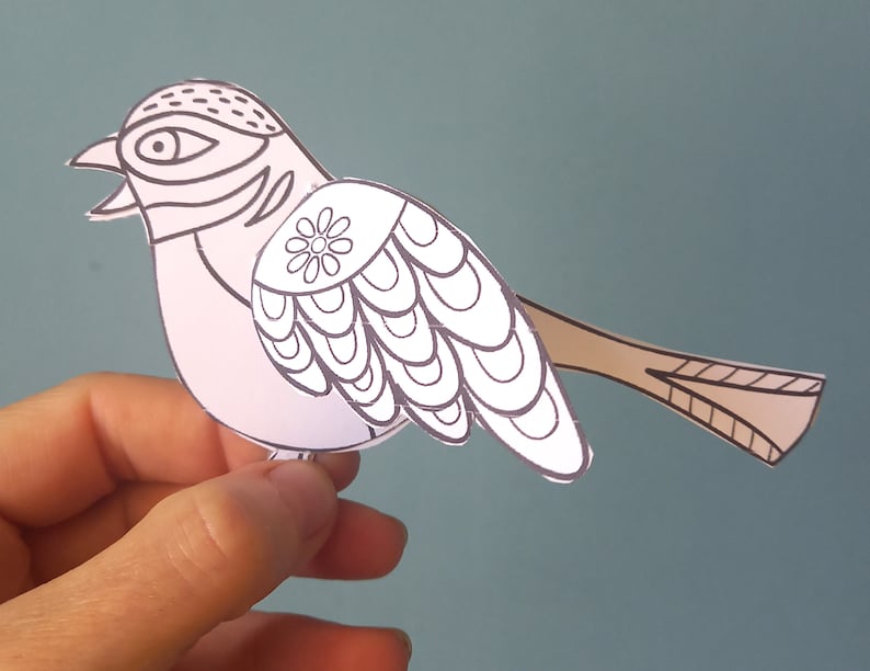 Paper Birds Printable Colouring and Craft for Kids Digital - Etsy Canada