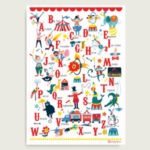 A2 Circus Alphabet Poster, Children's Art Print, Kids Wall Art, Circus ...