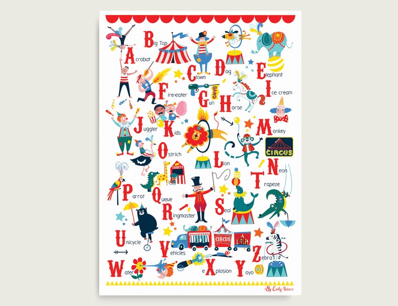 A2 Circus Alphabet Poster Children's Art Print Kids Wall | Etsy