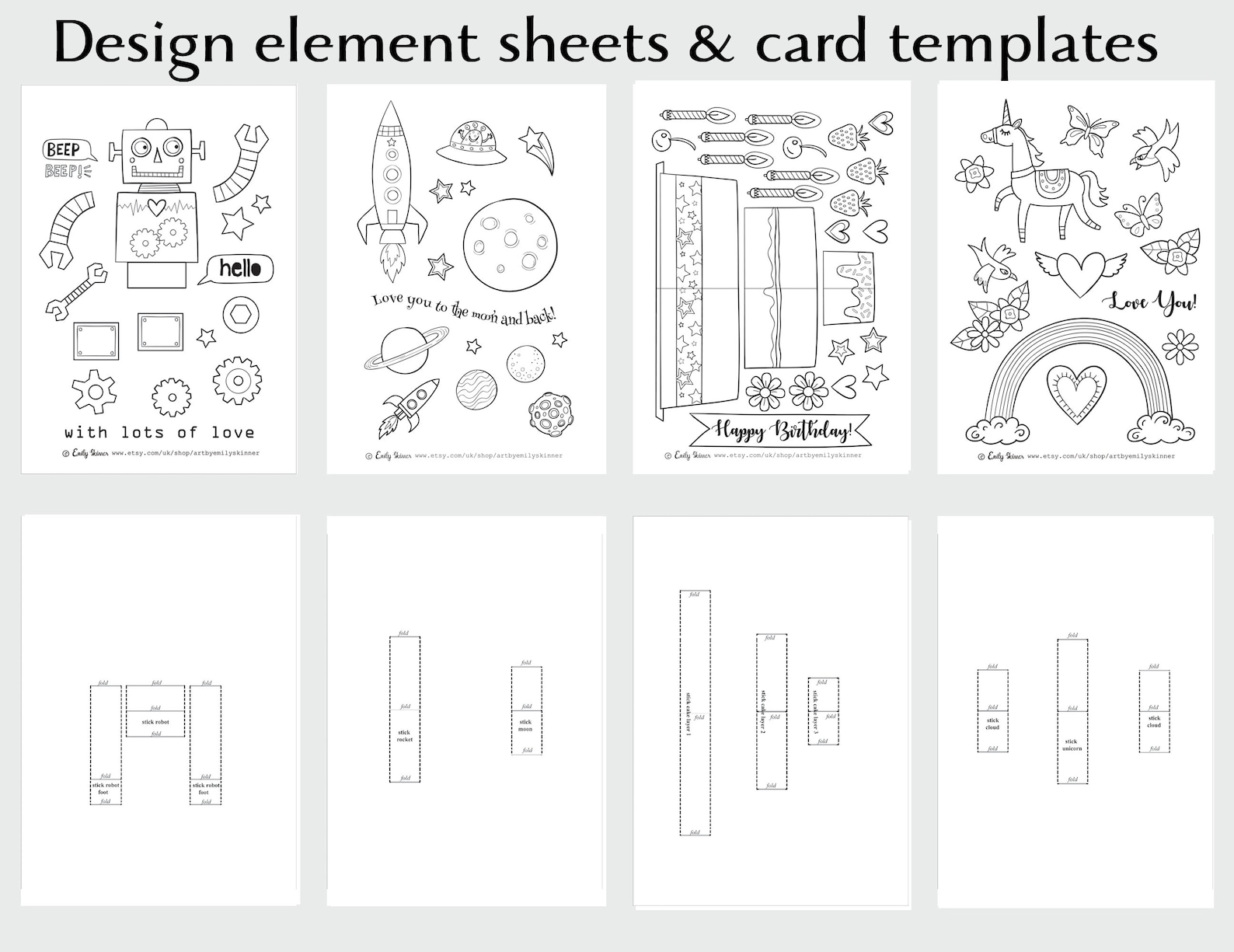 Make Your Own Pop up Cards Printables 4 X Designs Craft - Etsy UK