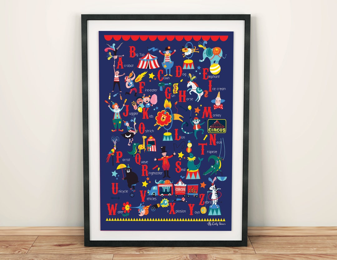 Alphabet Poster, Instant Download in 4 Sizes, Circus Print, Kids Wall ...
