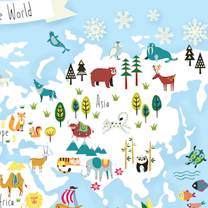 Children's World Map Wall Poster A2, Educational Art Print for Kids ...