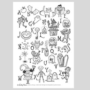 Halloween Printable Alphabet Poster and Phonics Sheets, Colouring In ...