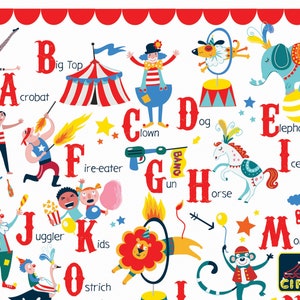 A2 Circus Alphabet Poster, Children's Art Print, Kids Wall Art, Circus ...