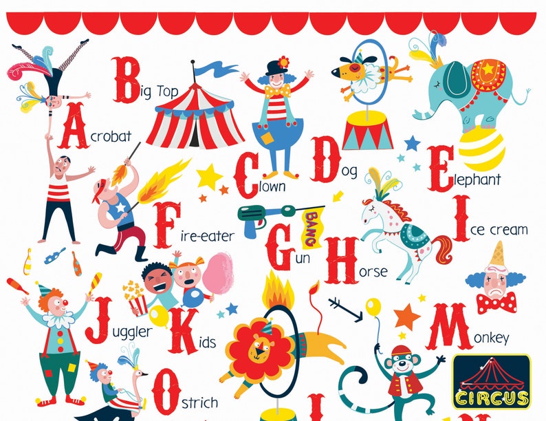 A2 Circus Alphabet Poster Children's Art Print Kids Wall | Etsy