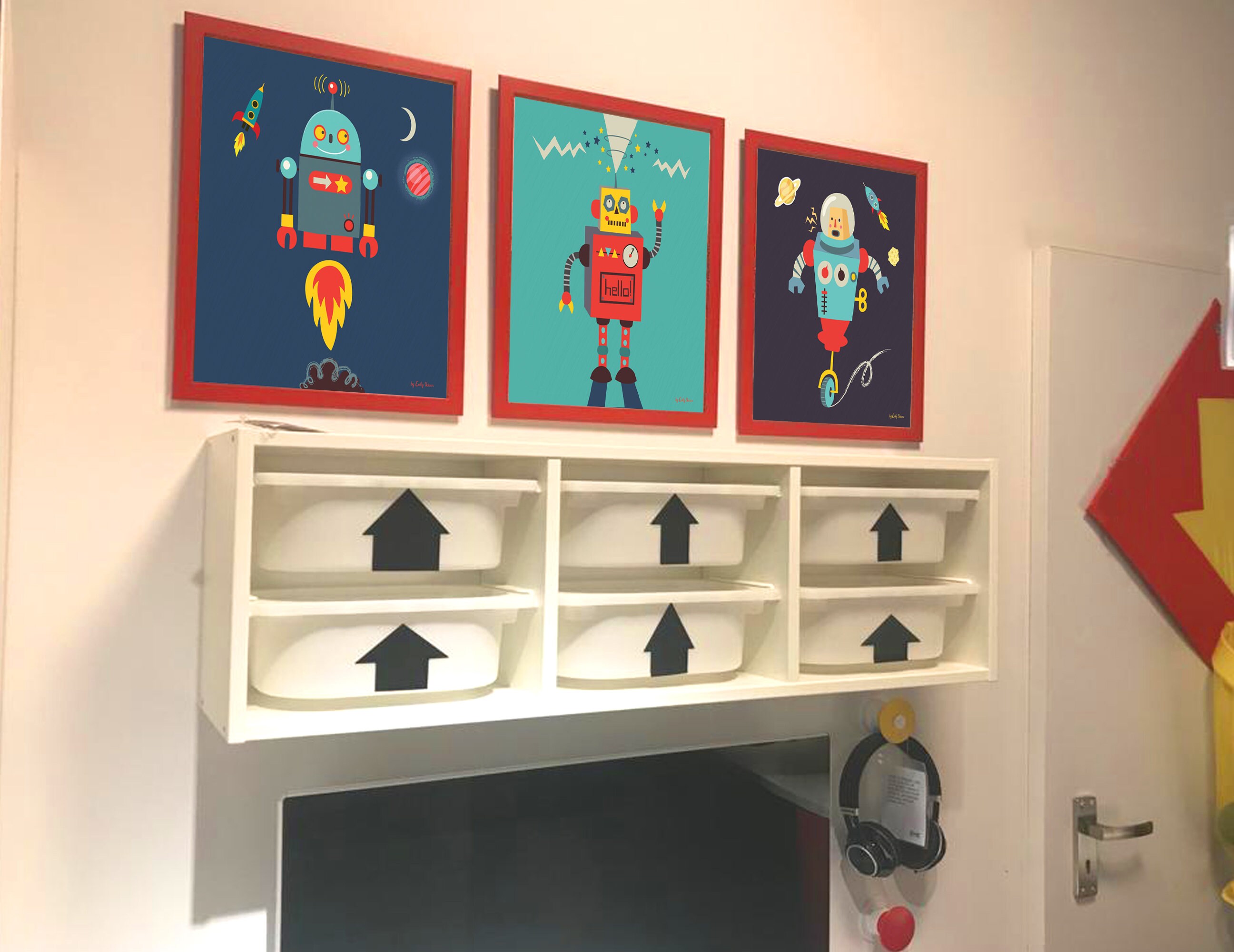 Robot Prints x 6 instant download Colourful retro | Etsy