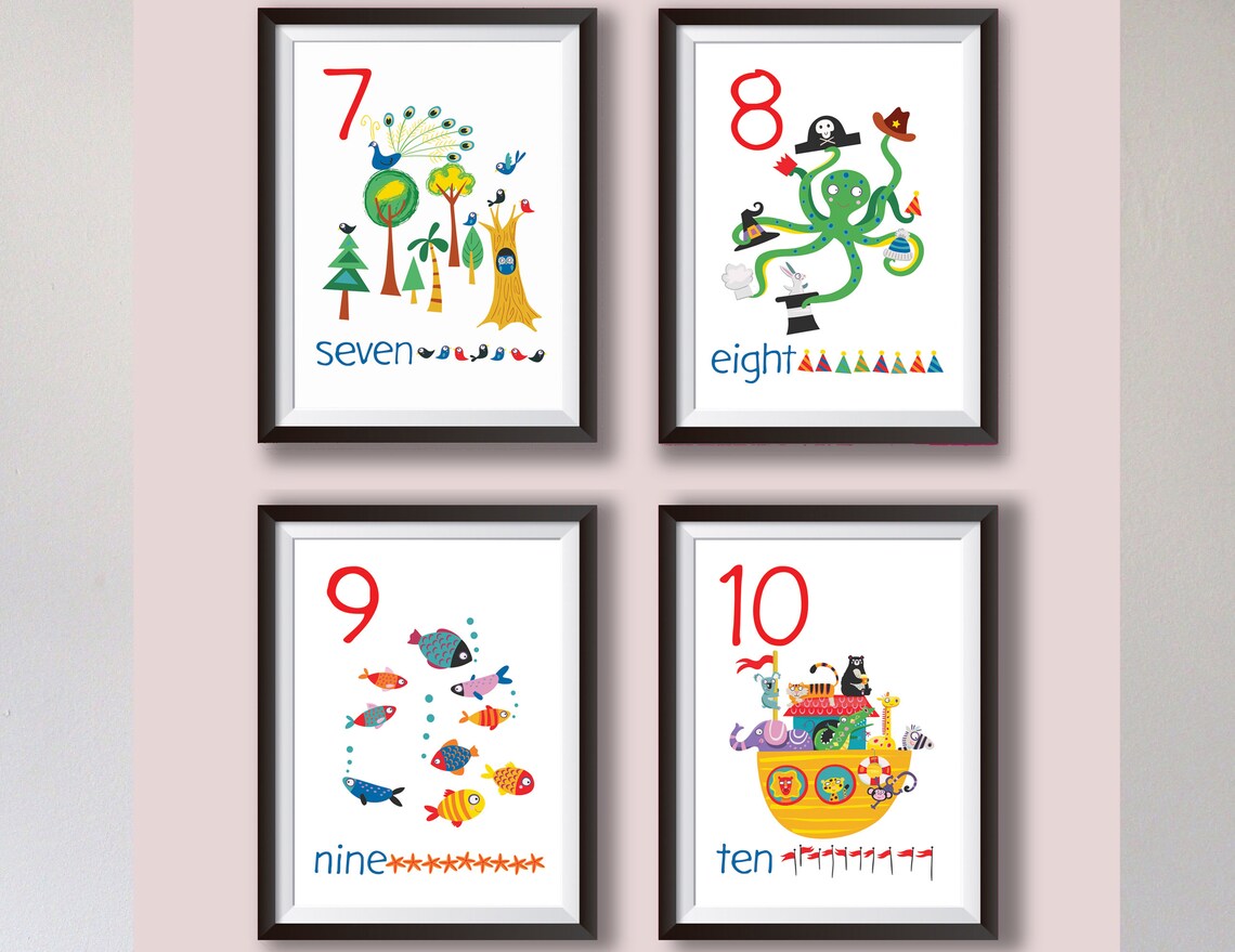 Number Flashcards Digital Download Illustrated Number Prints - Etsy UK