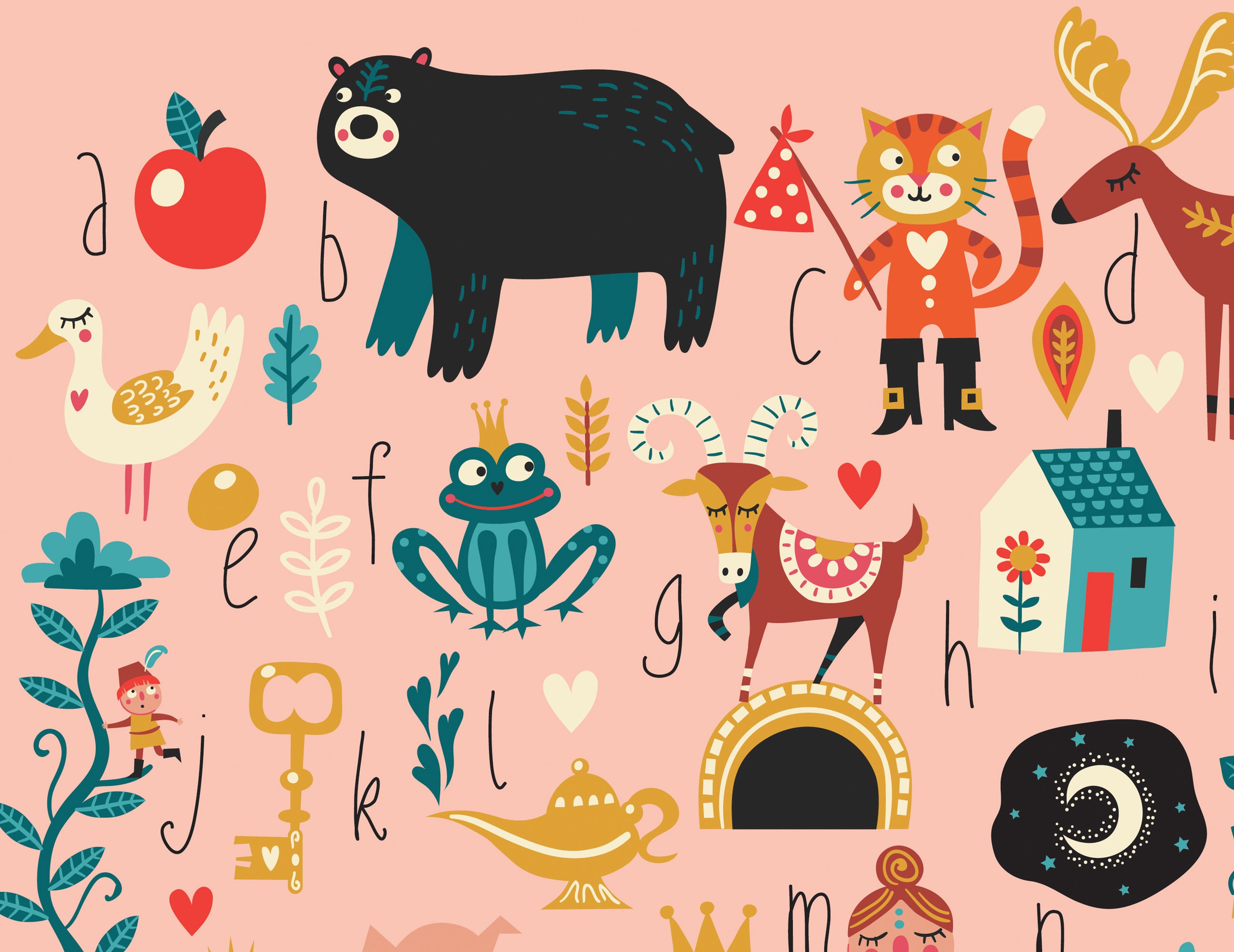 A3 Fairytale ABC Print Alphabet Poster Kids Wall Art Girls | Etsy Australia