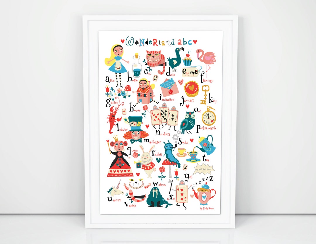 Alice in Wonderland Alphabet Art Print: Nursery Decor (digital Download ...