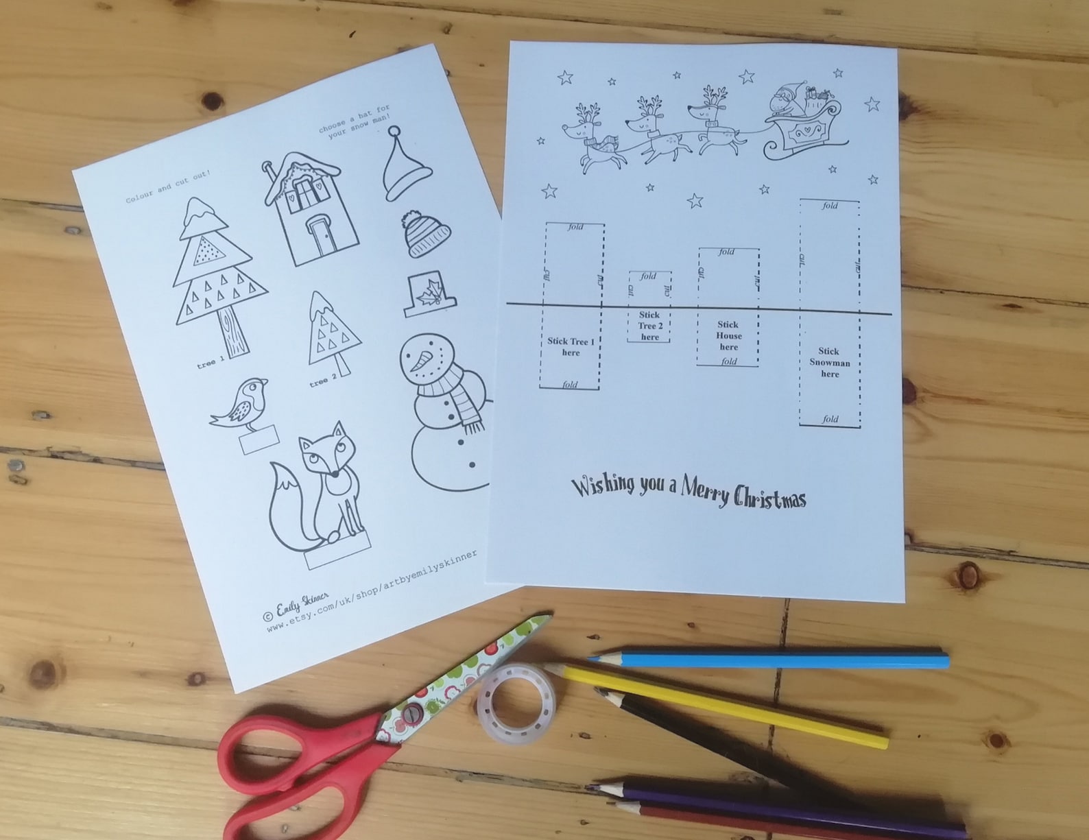 Pop up Christmas Cards Printable Paper Craft Activity | Etsy