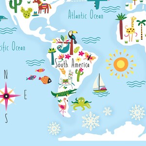 Children's World Map Wall Poster A2, Educational Art Print for Kids ...