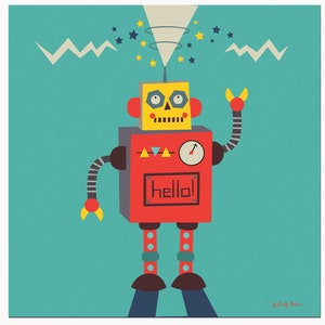 Robot Prints X 6 Instant Download Colourful Retro - Etsy
