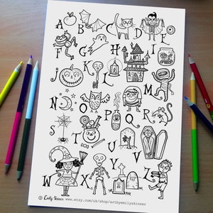 Halloween Printable Alphabet Poster and Phonics Sheets, Colouring In ...